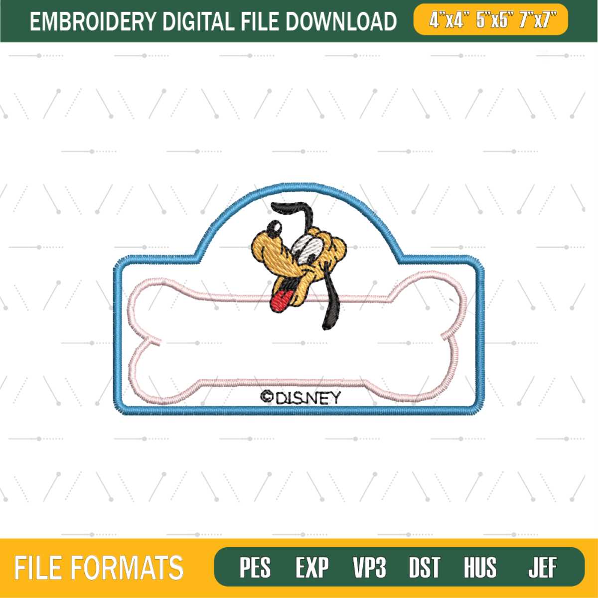 Pluto Dog Bone Disney Embroidery | Inspire Uplift