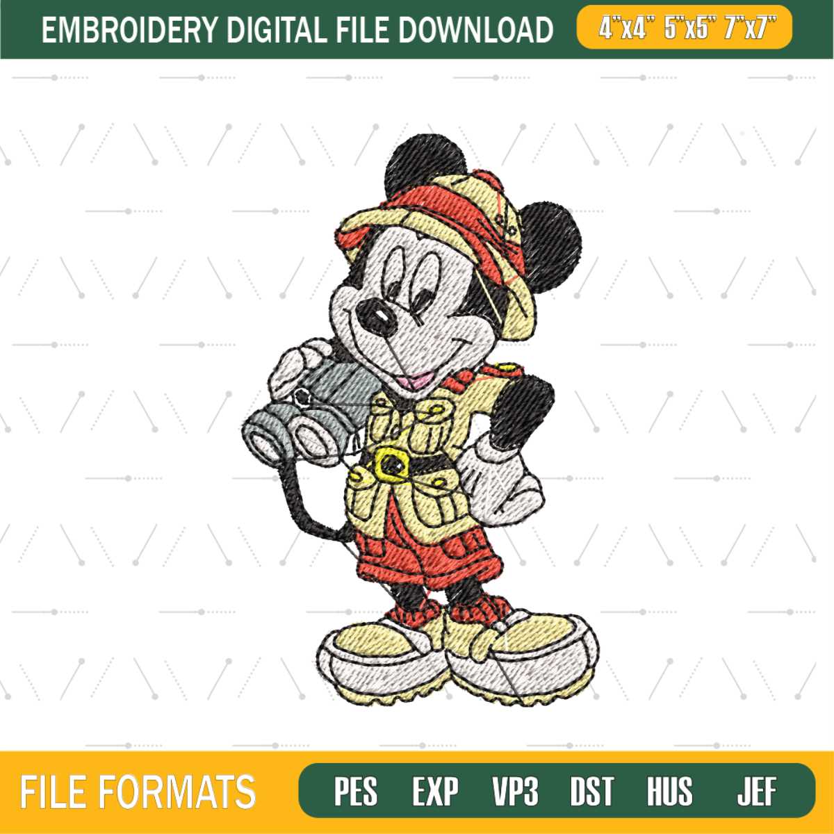 Mickey Safari Embroidery Design Png | Inspire Uplift