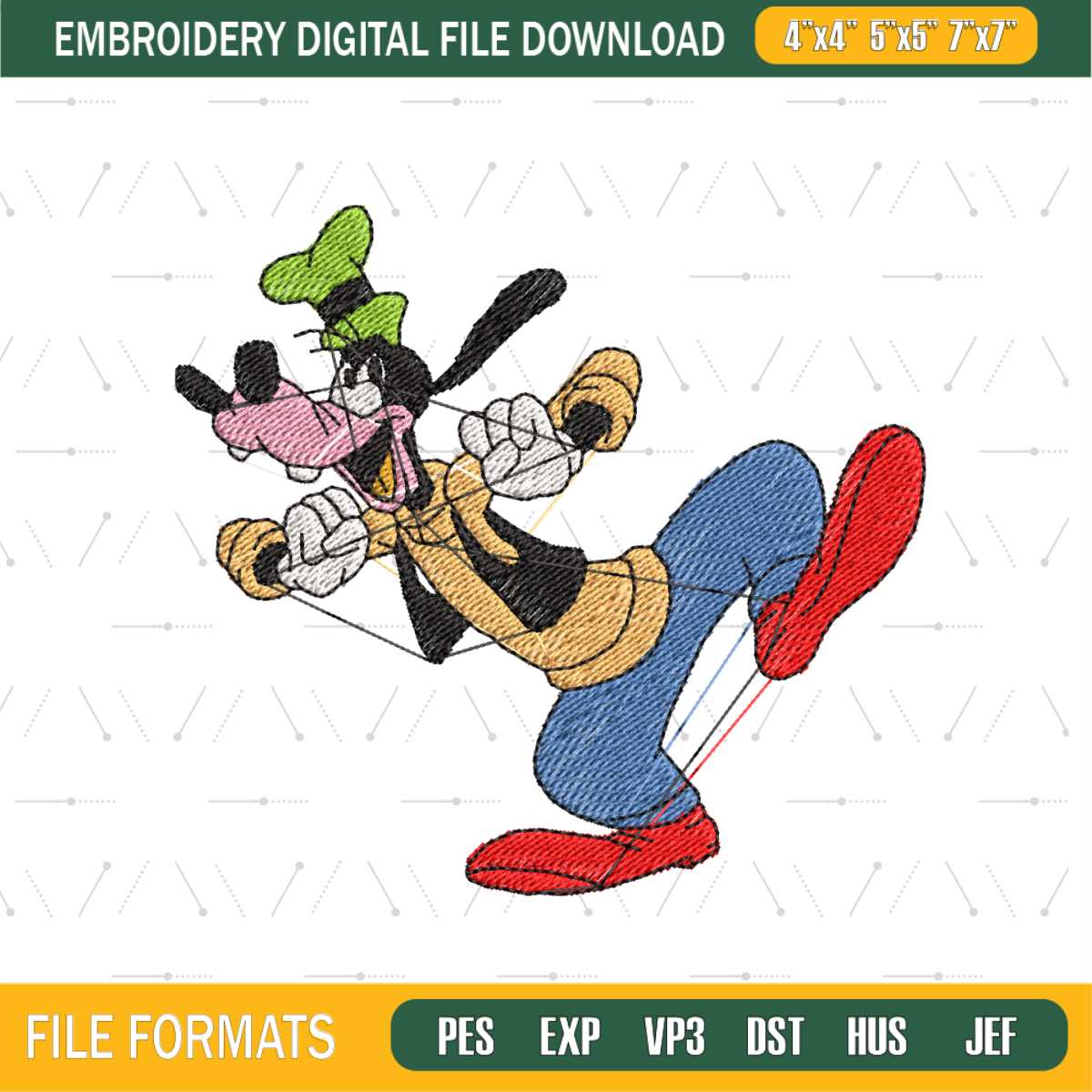 Goofy Dancing Embroidery Design Png | Inspire Uplift