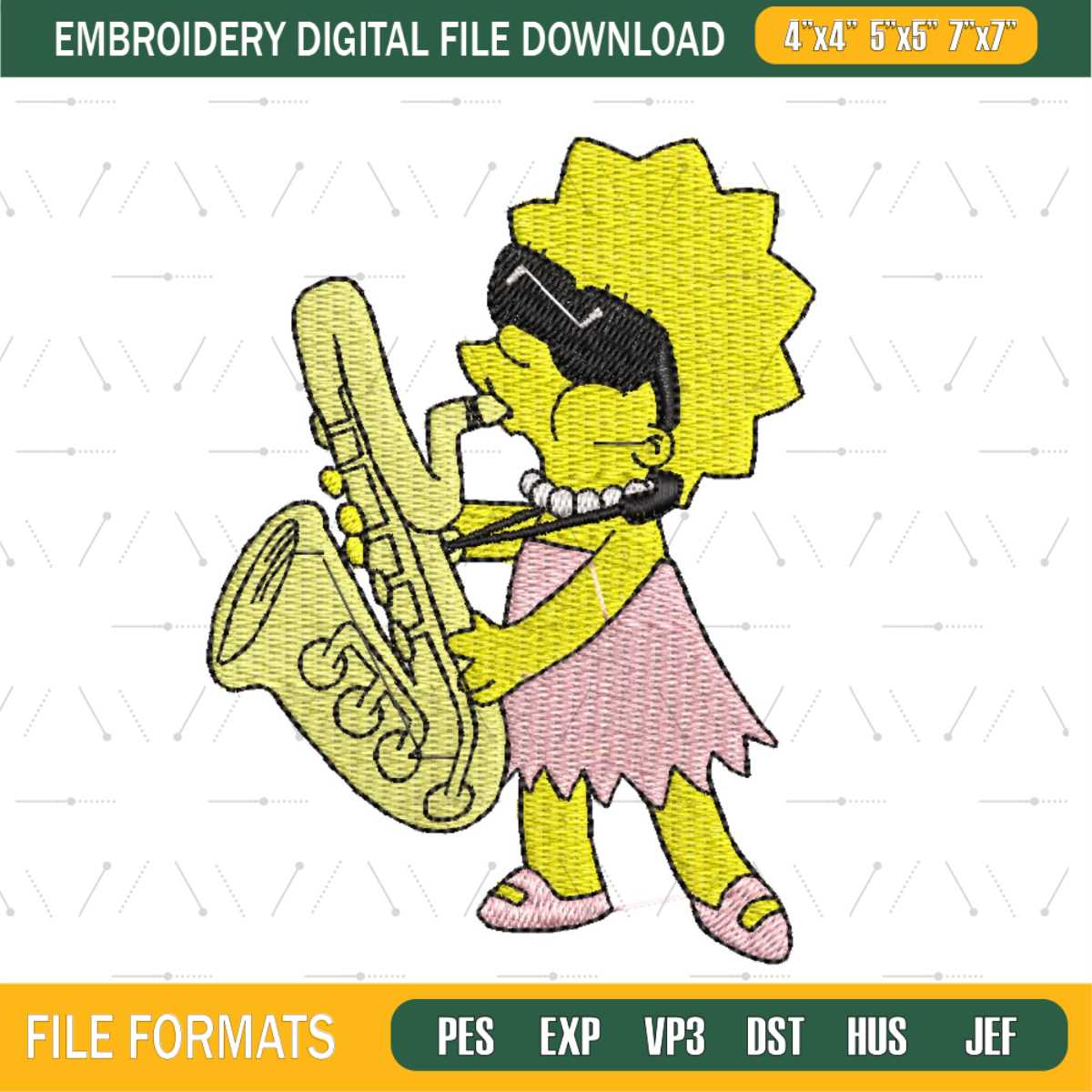 The Simpsons Lisas Sax Embroidery Png | Inspire Uplift