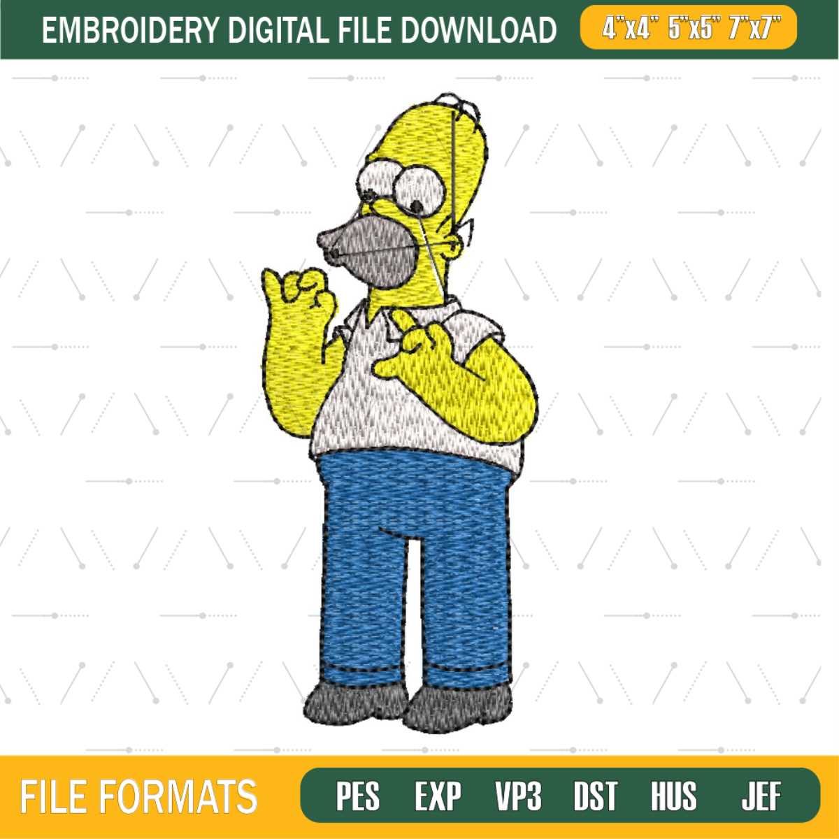 Man Homer Simpson Embroidery Png | Inspire Uplift