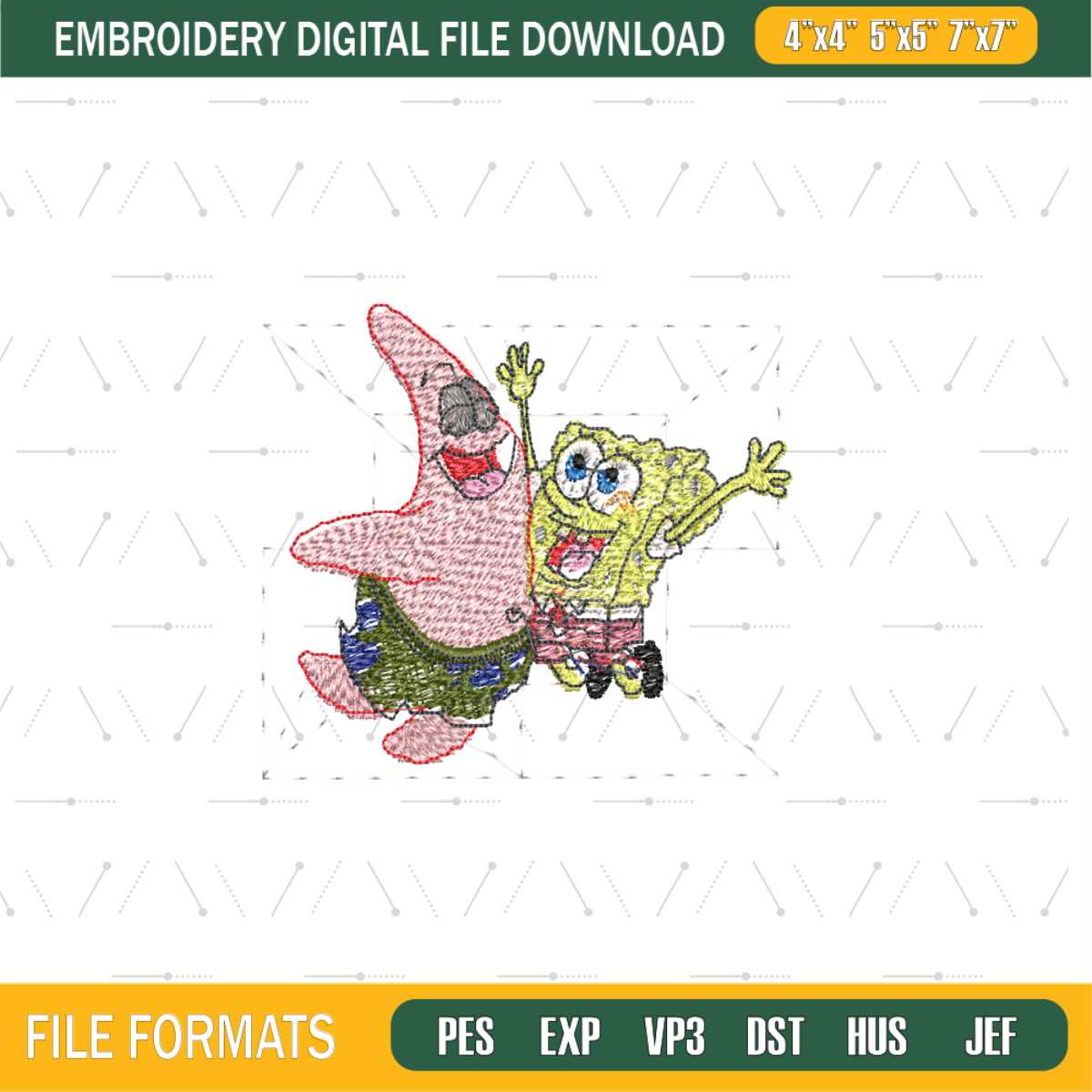 Patrick Star and SpongeBob Embroidery Png - Inspire Uplift
