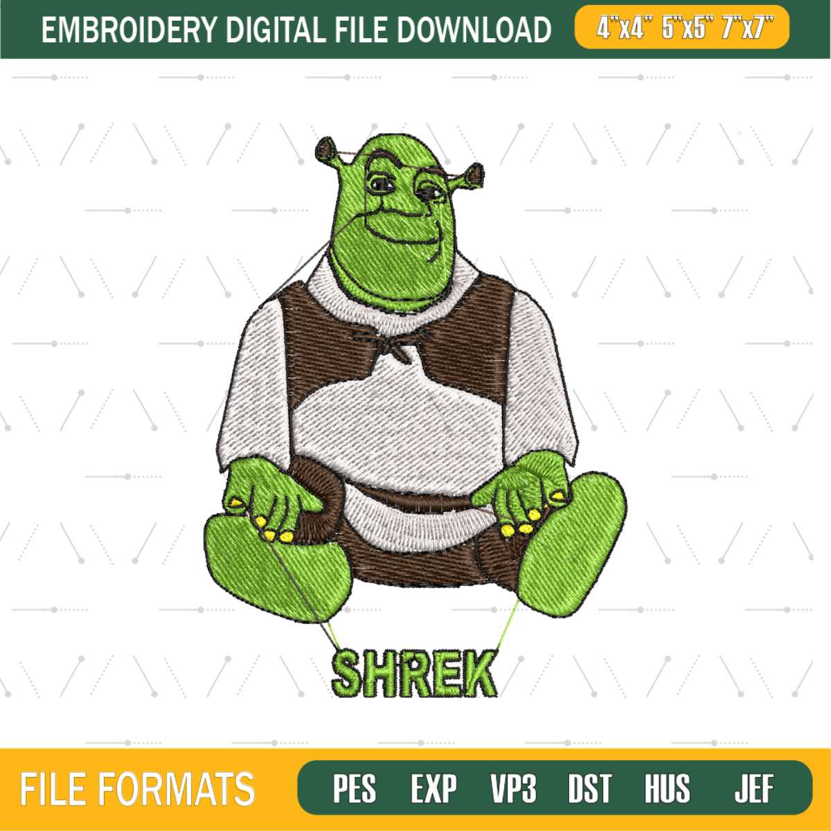 Shrek Sitting Logo Embroidery Png | Inspire Uplift