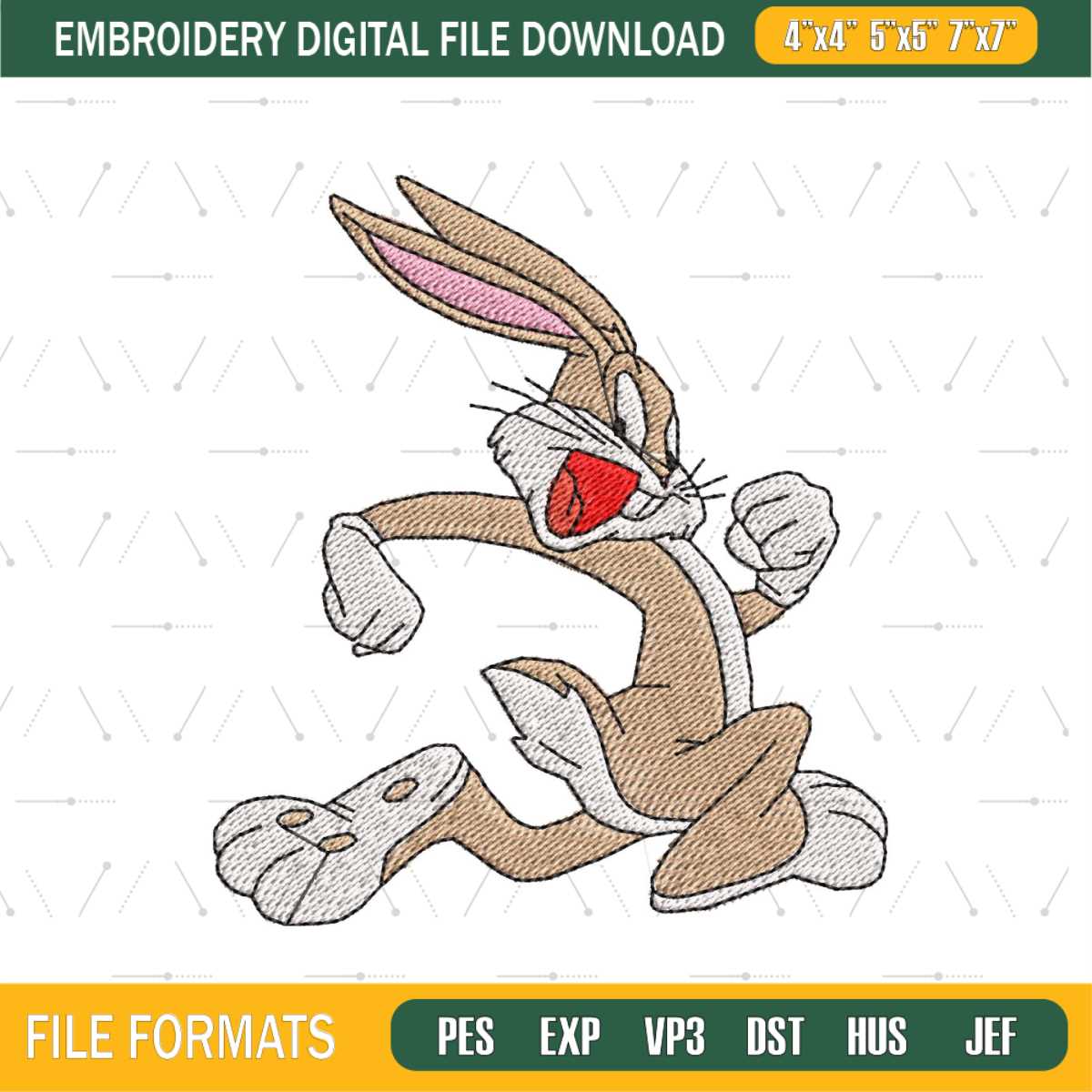 Bugs Bunny Running Embroidery | Inspire Uplift