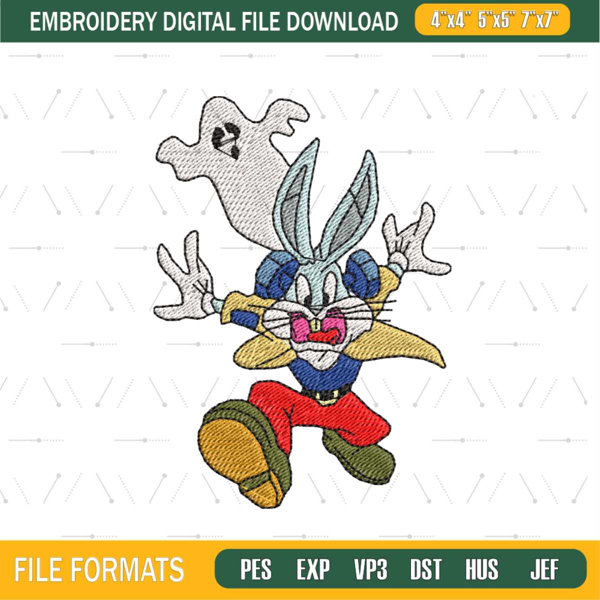 Halloween Ghost Bugs Bunny Embroidery | Inspire Uplift