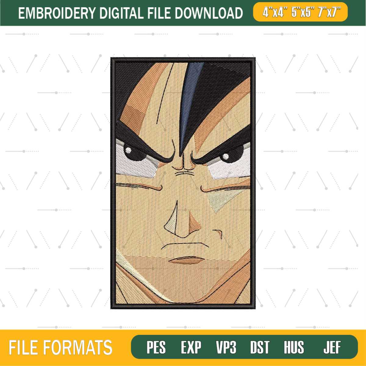 Dragon Ball Z Son Goku Face Anime Embroidery File png | Inspire Uplift