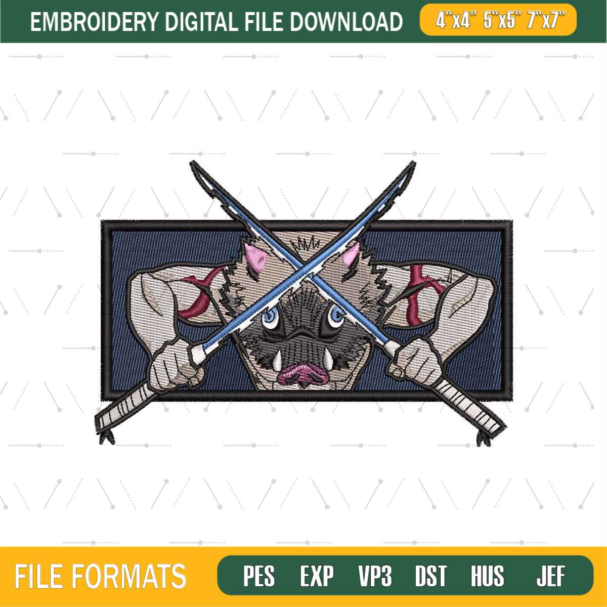 Hashibira Inosuke Swords Anime Embroidery Design png - Inspire Uplift