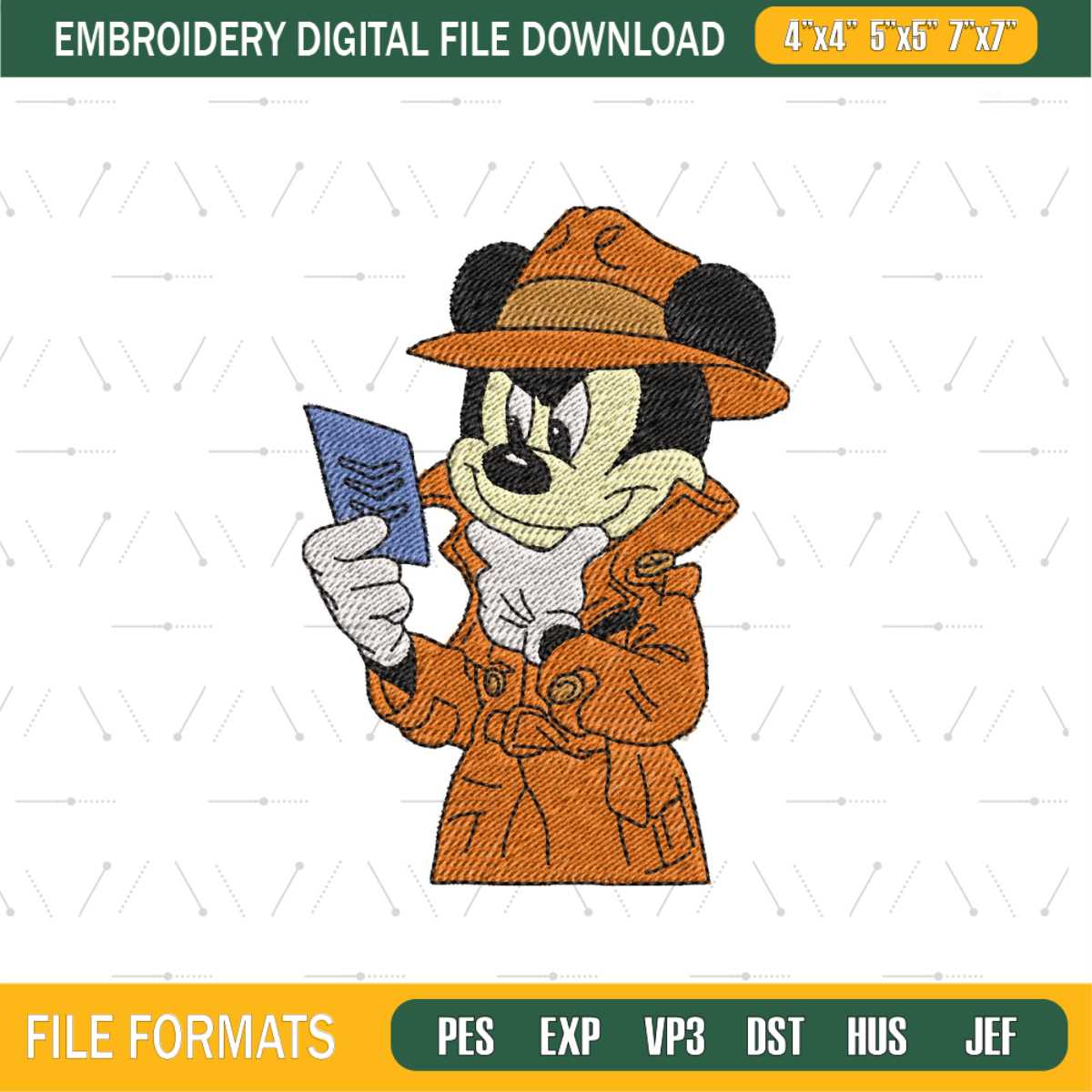 Detective Mickey Mouse Embroidery Design File | Inspire Uplift