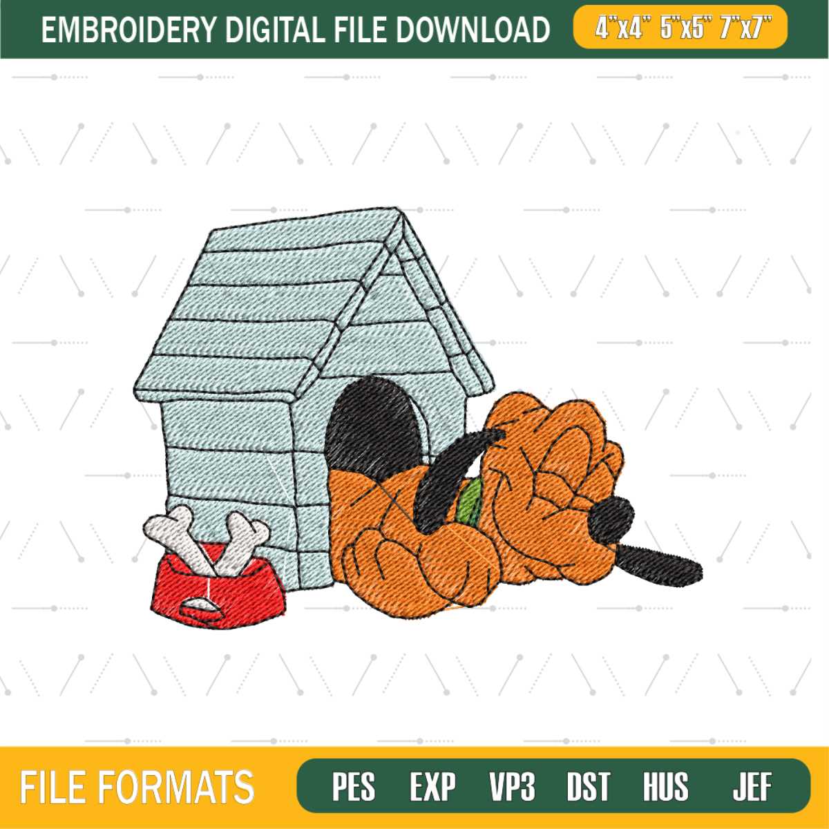 Puppy Pluto Sleeping Embroidery File Png | Inspire Uplift