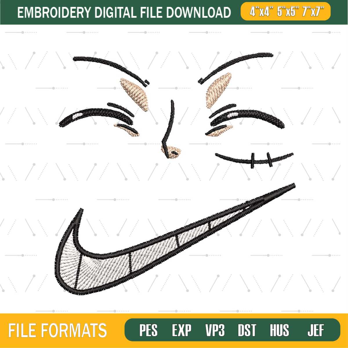 Swoosh Face Embroidery Design Png | Inspire Uplift