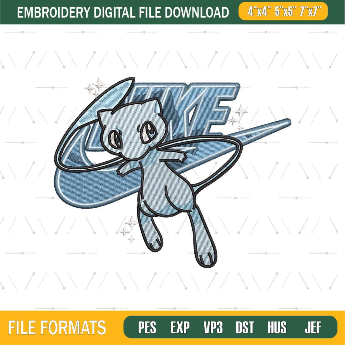 Nike Pokemon Mew Embroidery Design Png | Inspire Uplift