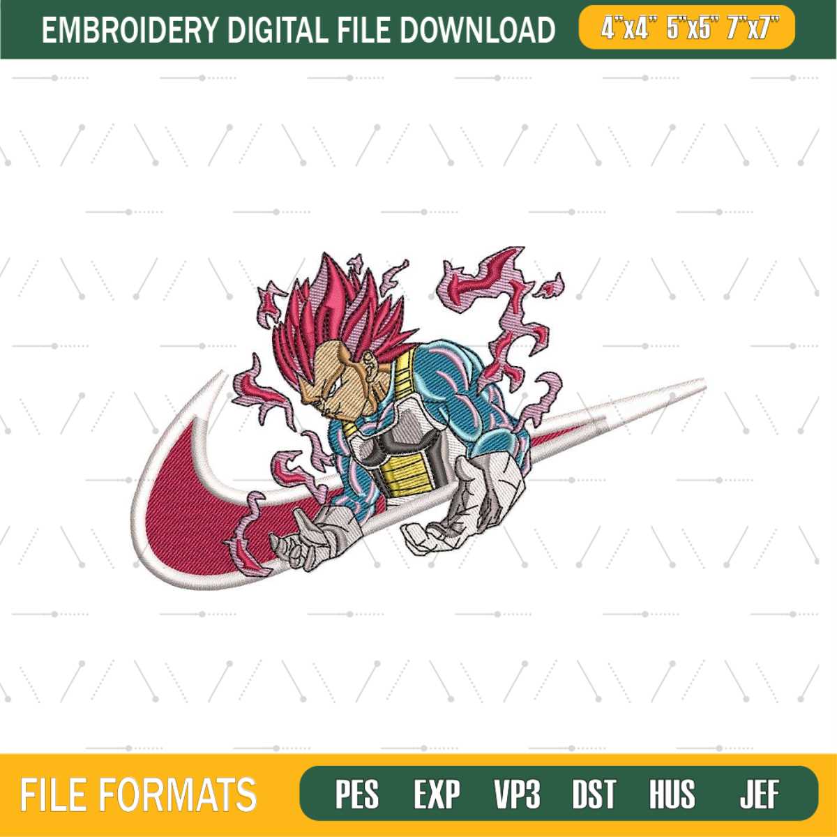Vegeta Ultra Ego Nike Embroidery Design Png - Inspire Uplift