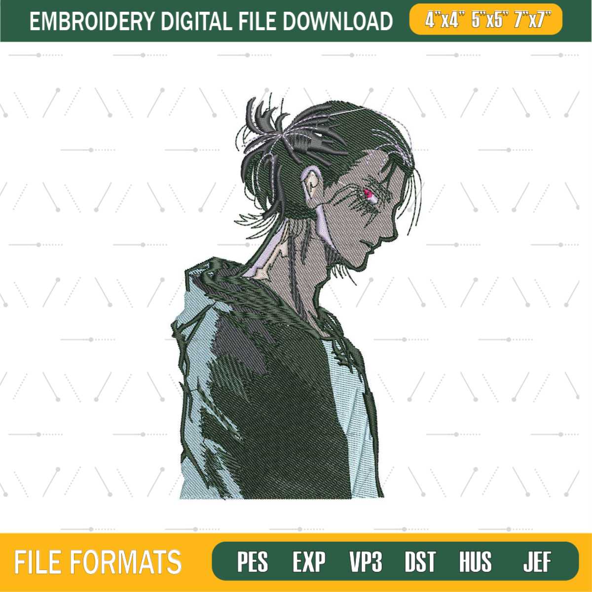 Eren Yeager Portrait Embroidery Design svg - Inspire Uplift