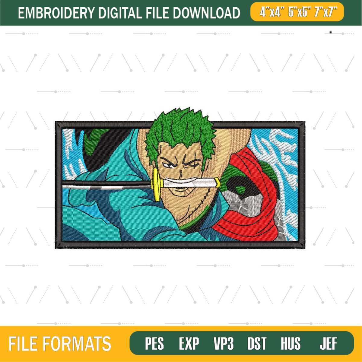 Roronoa Zoro Cool Embroidery Design png - Inspire Uplift