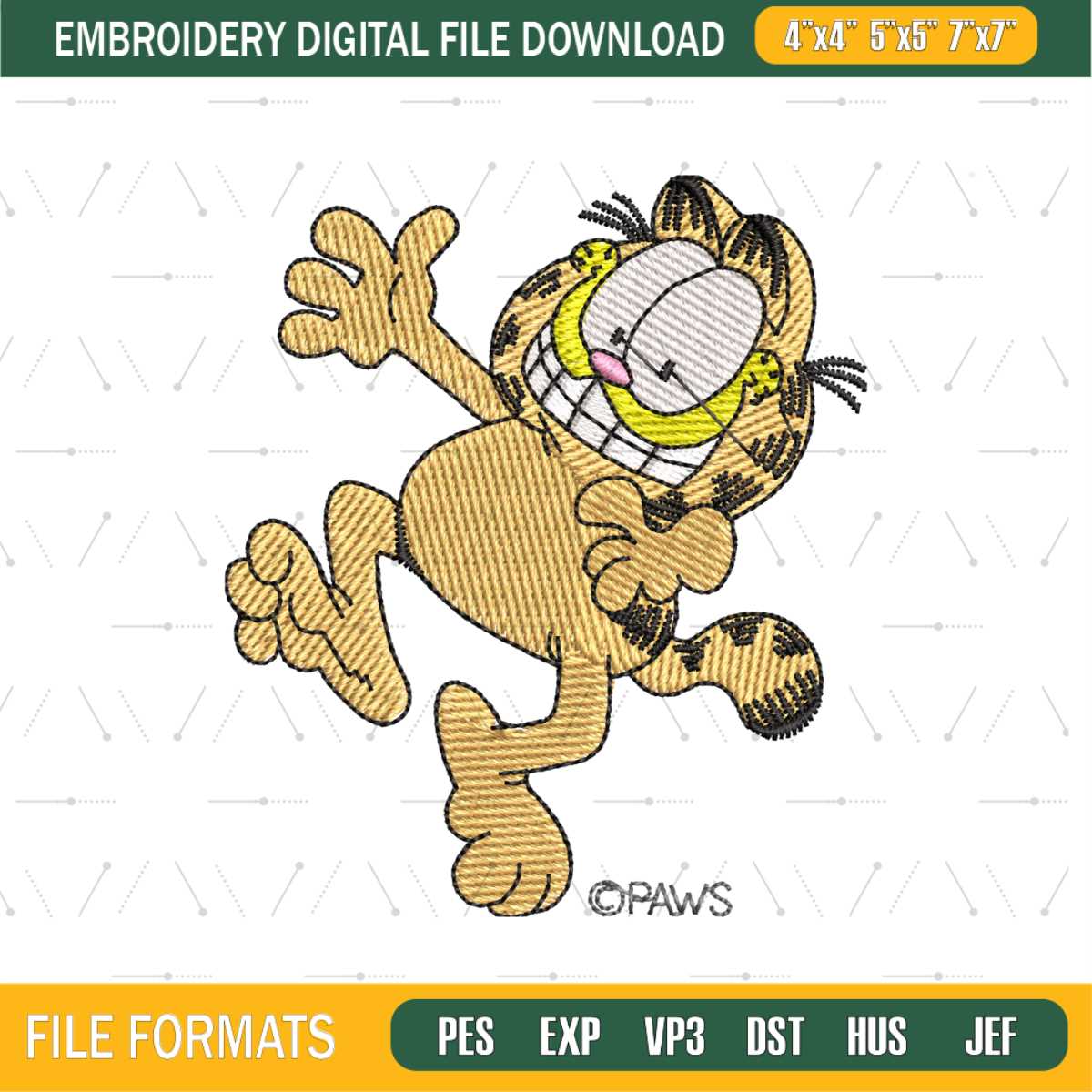 Smiling Garfield Embroidery Png | Inspire Uplift