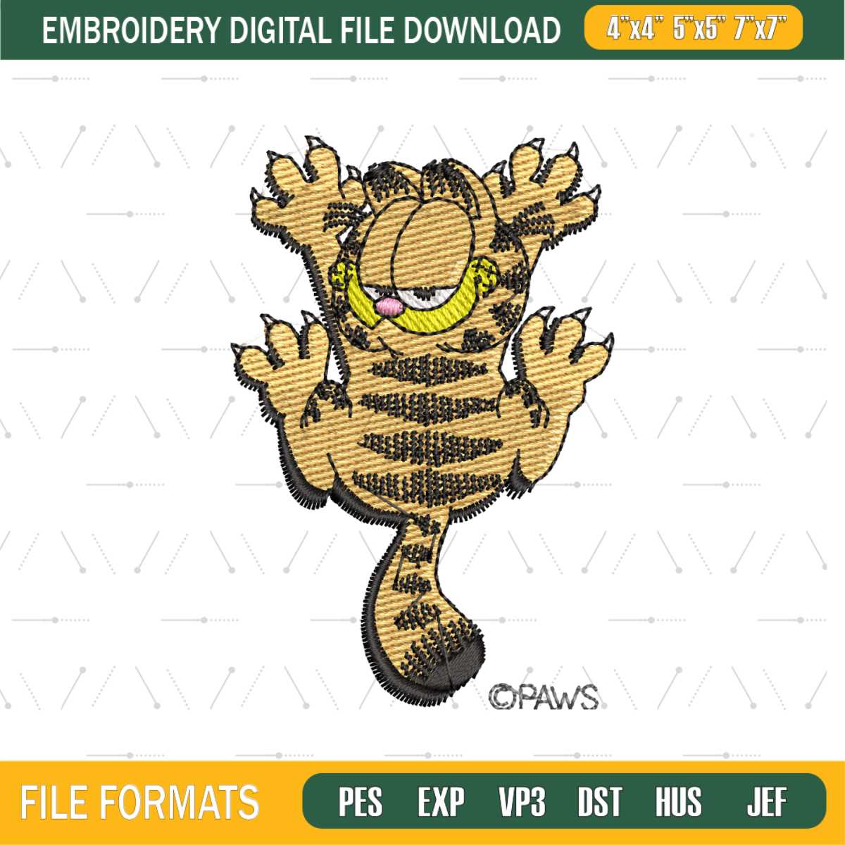 Garfield Got The Moves Embroidery | Inspire Uplift