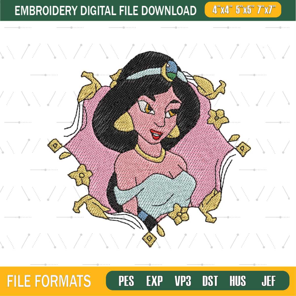Animated Disney Princess Jasmine Embroidery | Inspire Uplift