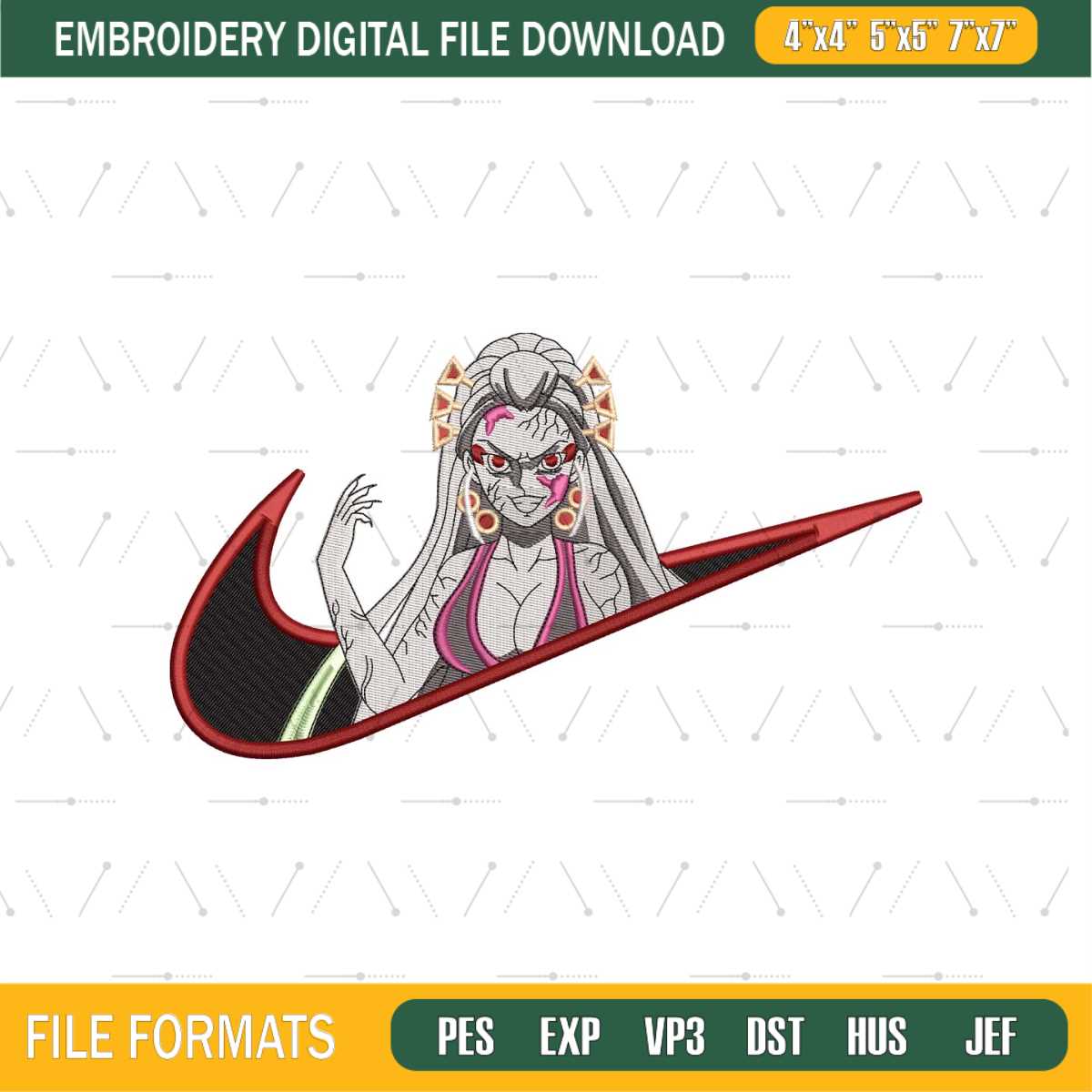 Daki Demon Slayer Nike Embroidery Design Png | Inspire Uplift