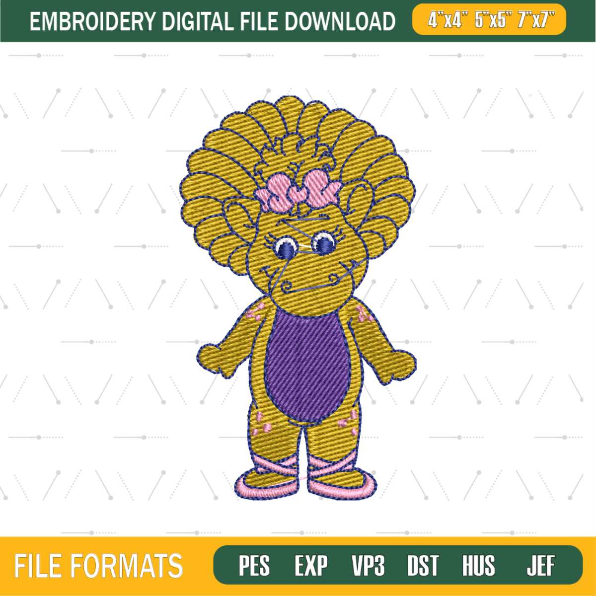 Barney Friend Baby Bop Embroidery | Inspire Uplift