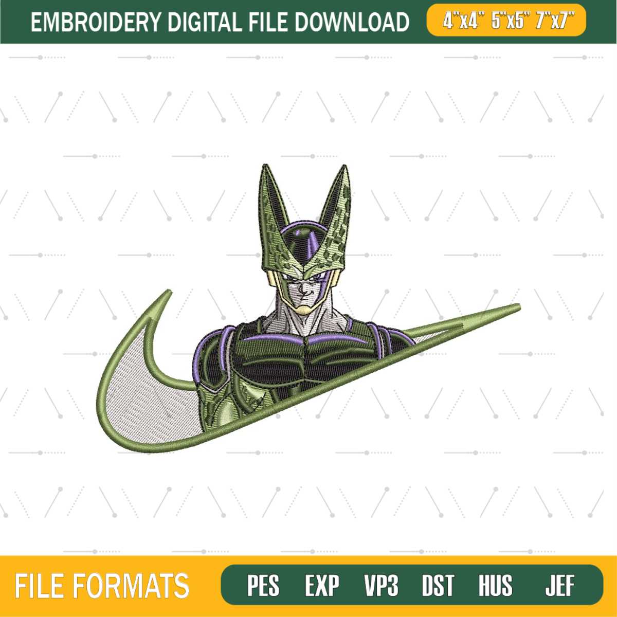 Dragon Ball Z Perfect Cell Embroidery File Png | Inspire Uplift