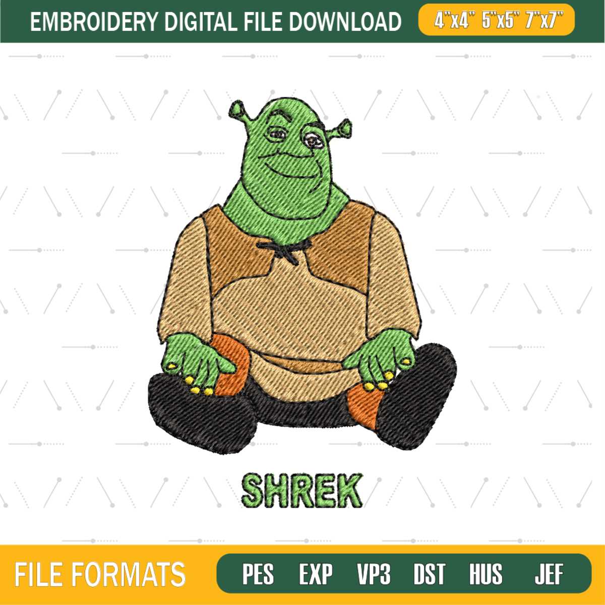 Sitting Shrek Machine Embroidery | Inspire Uplift
