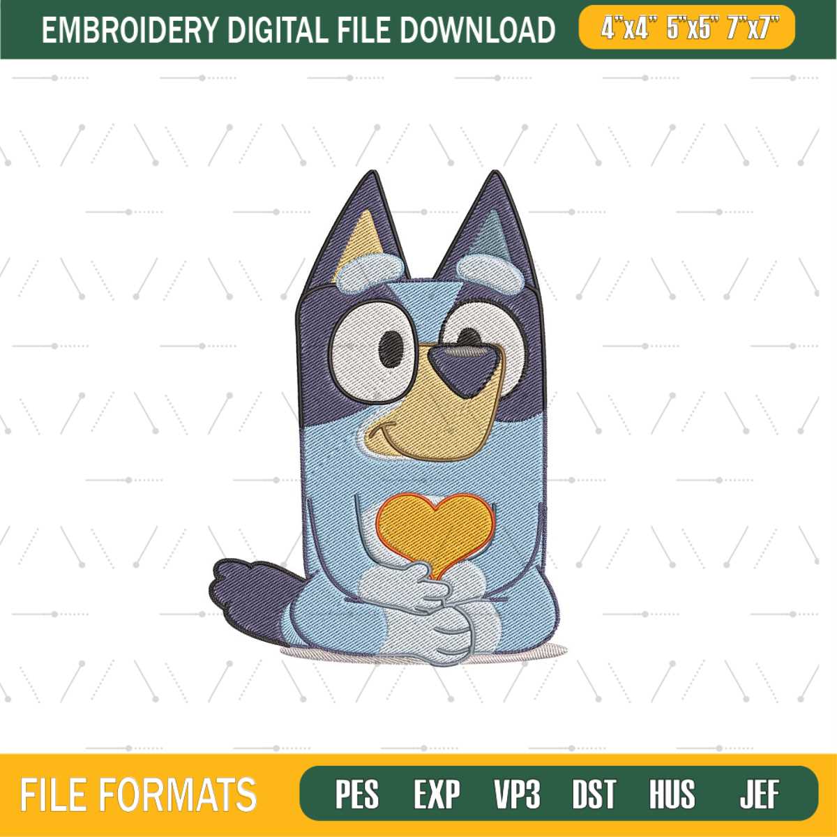 Bluey Cartoon Embroidery Design | Inspire Uplift
