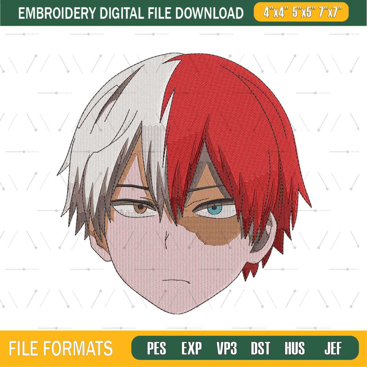Todoroki Shoto Face Anime Embroidery Design png - Inspire Uplift