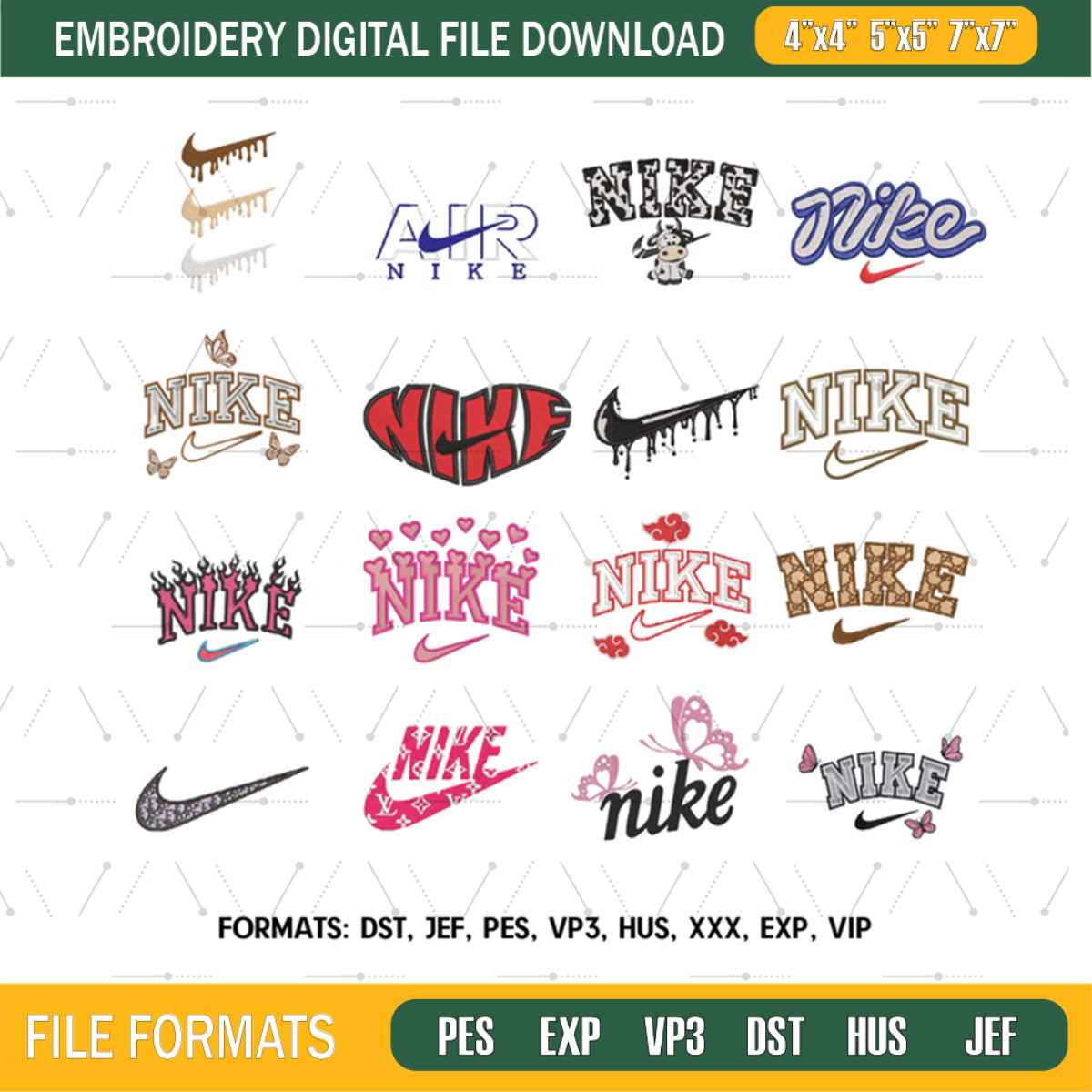 Nike embroidery design bundle file, Swoosh nike embroidery d | Inspire ...
