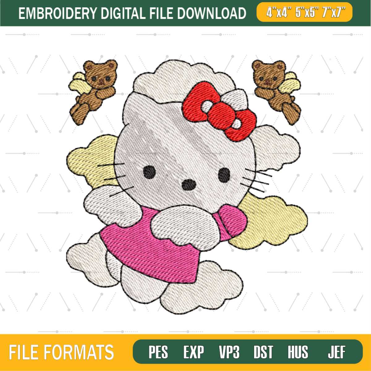 Little Angel Hello Kitty Embroidery png | Inspire Uplift