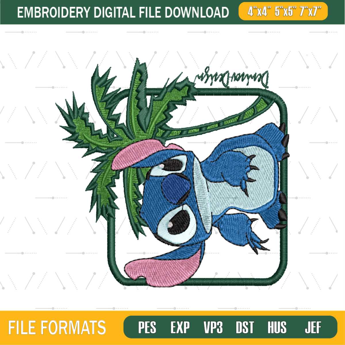Stitch and Palm Tree Embroidery | Inspire Uplift