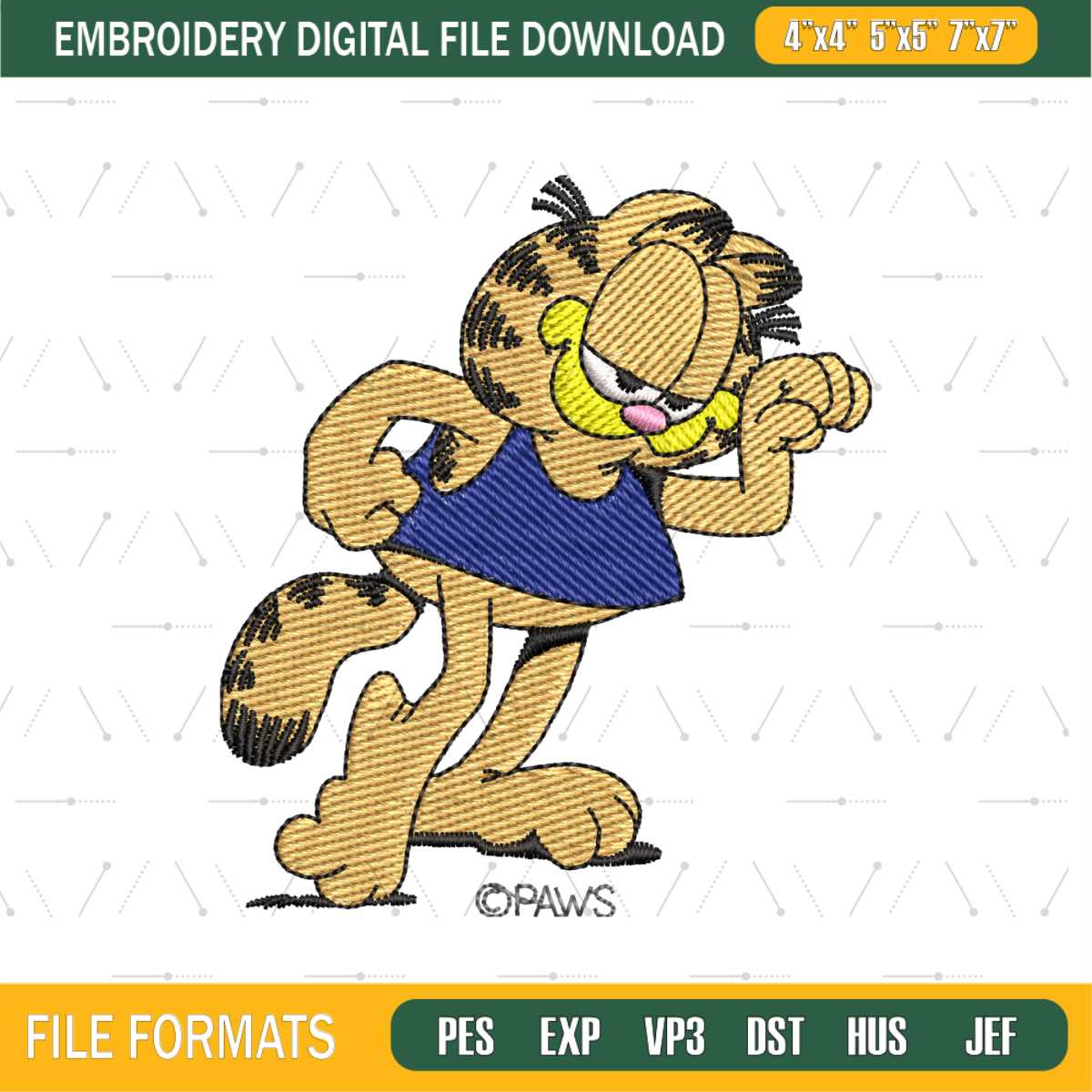 Runner Garfield Cat Embroidery - Inspire Uplift