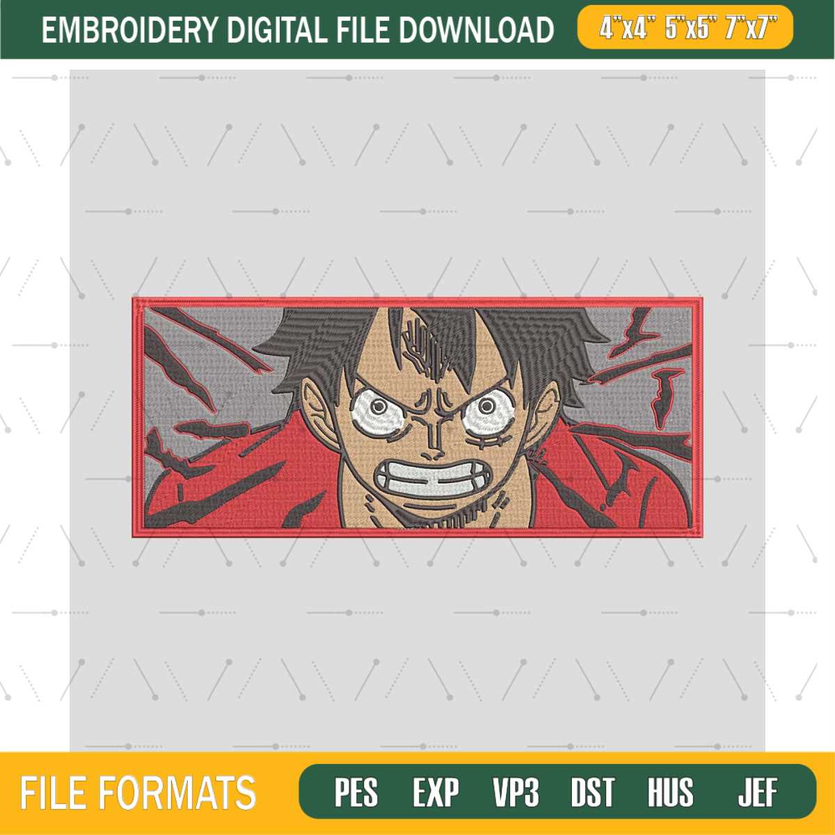 Monkey D Luffy Embroidery Design File, One Piece Anime Embro | Inspire ...