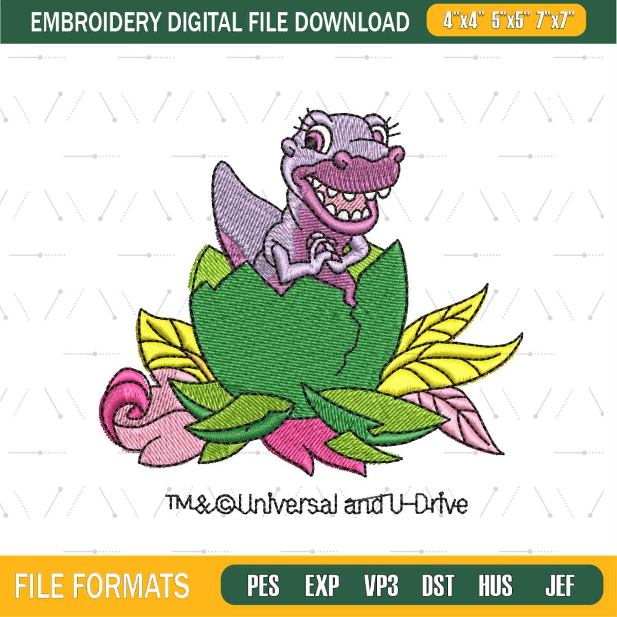 Land Before Time Baby Chomper Egg Embroidery png | Inspire Uplift