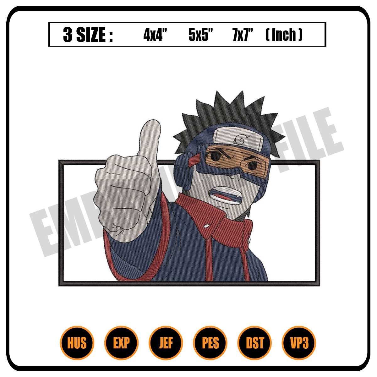 Obito Uchiha Anime Embroidery Design File png | Inspire Uplift