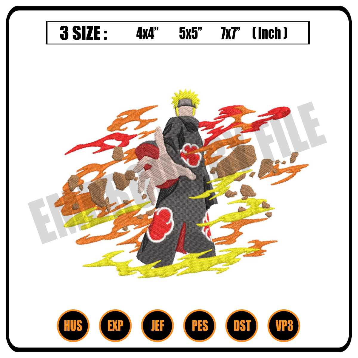 Naruto fire embroidery design - Inspire Uplift