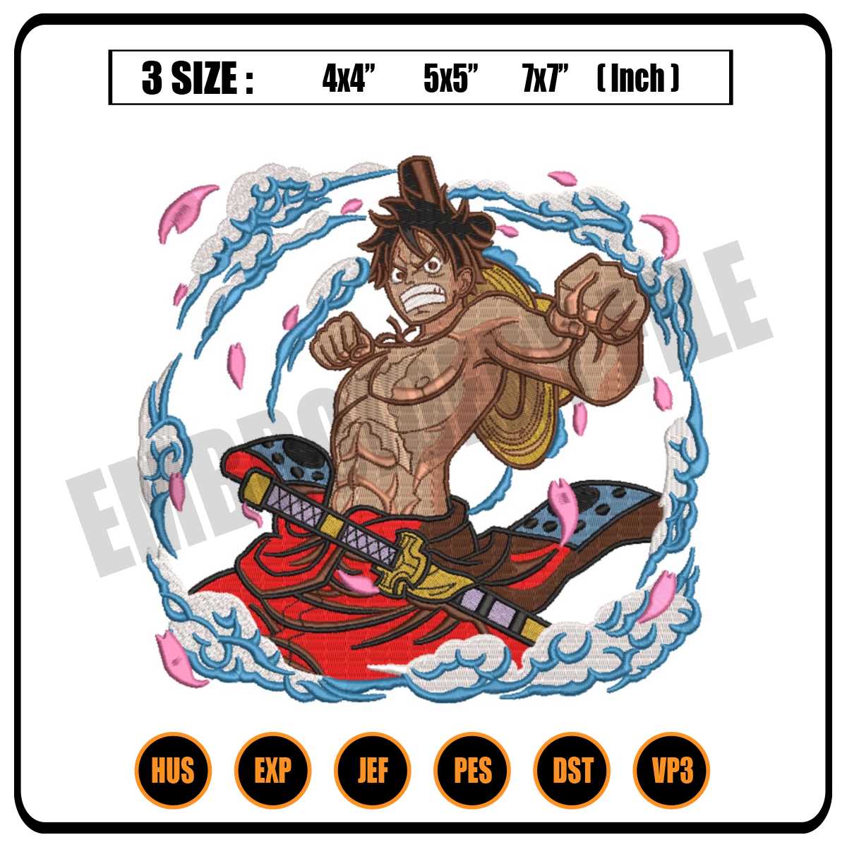 monkey d luffy embroidery design png | Inspire Uplift