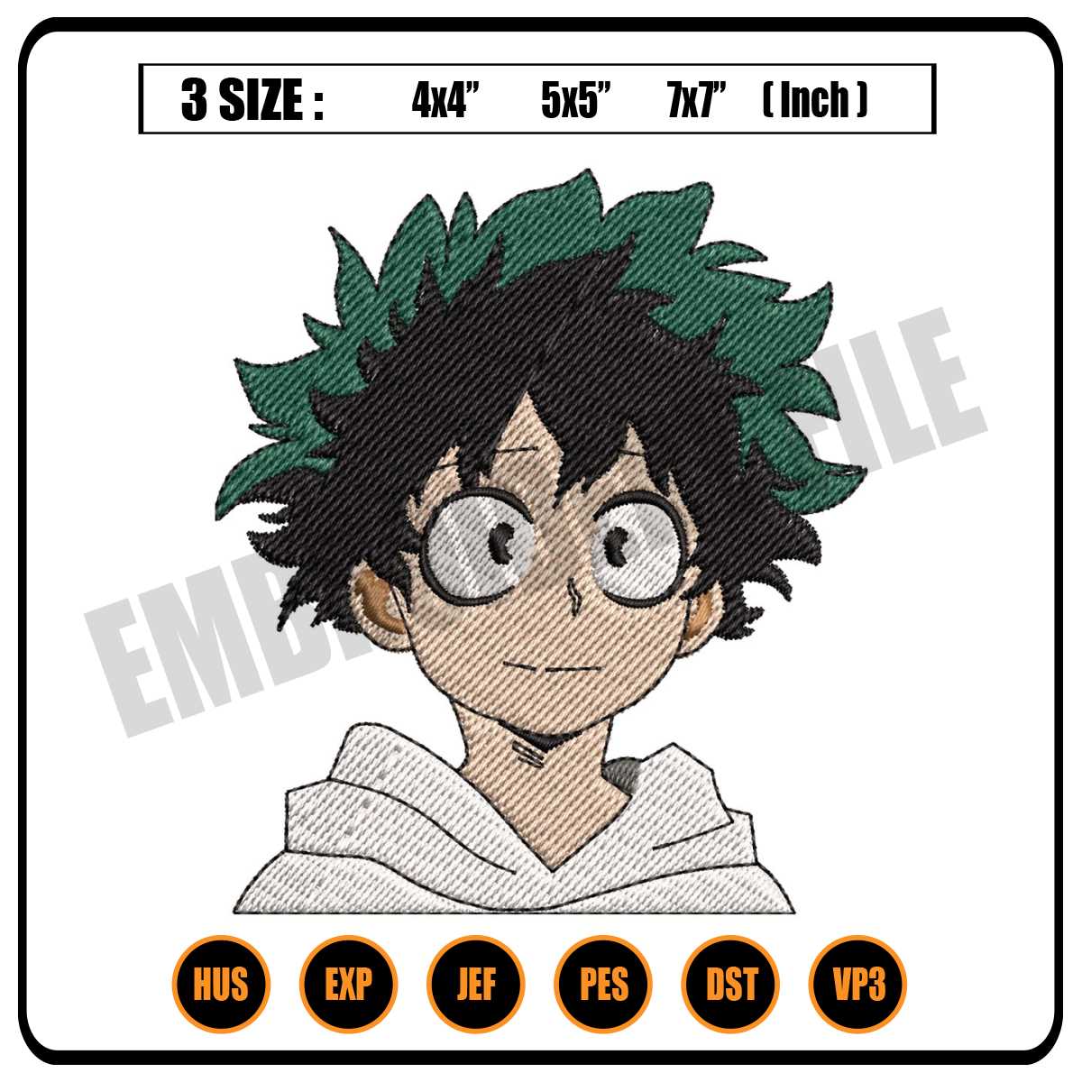 Midoriya Izuku Anime embroidery design png | Inspire Uplift