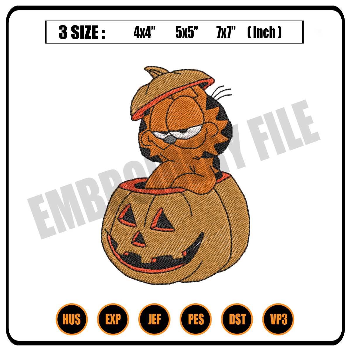 The Garfield Pumpkin Halloween Embroidery | Inspire Uplift