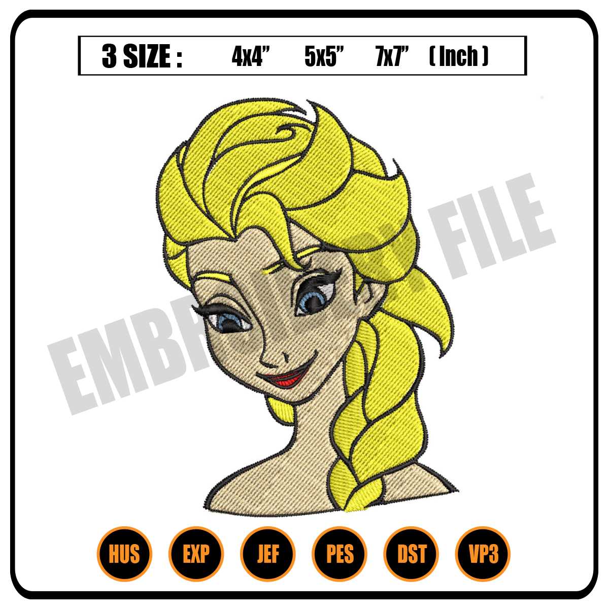 Frozen Princess Elsa Head Embroidery | Inspire Uplift