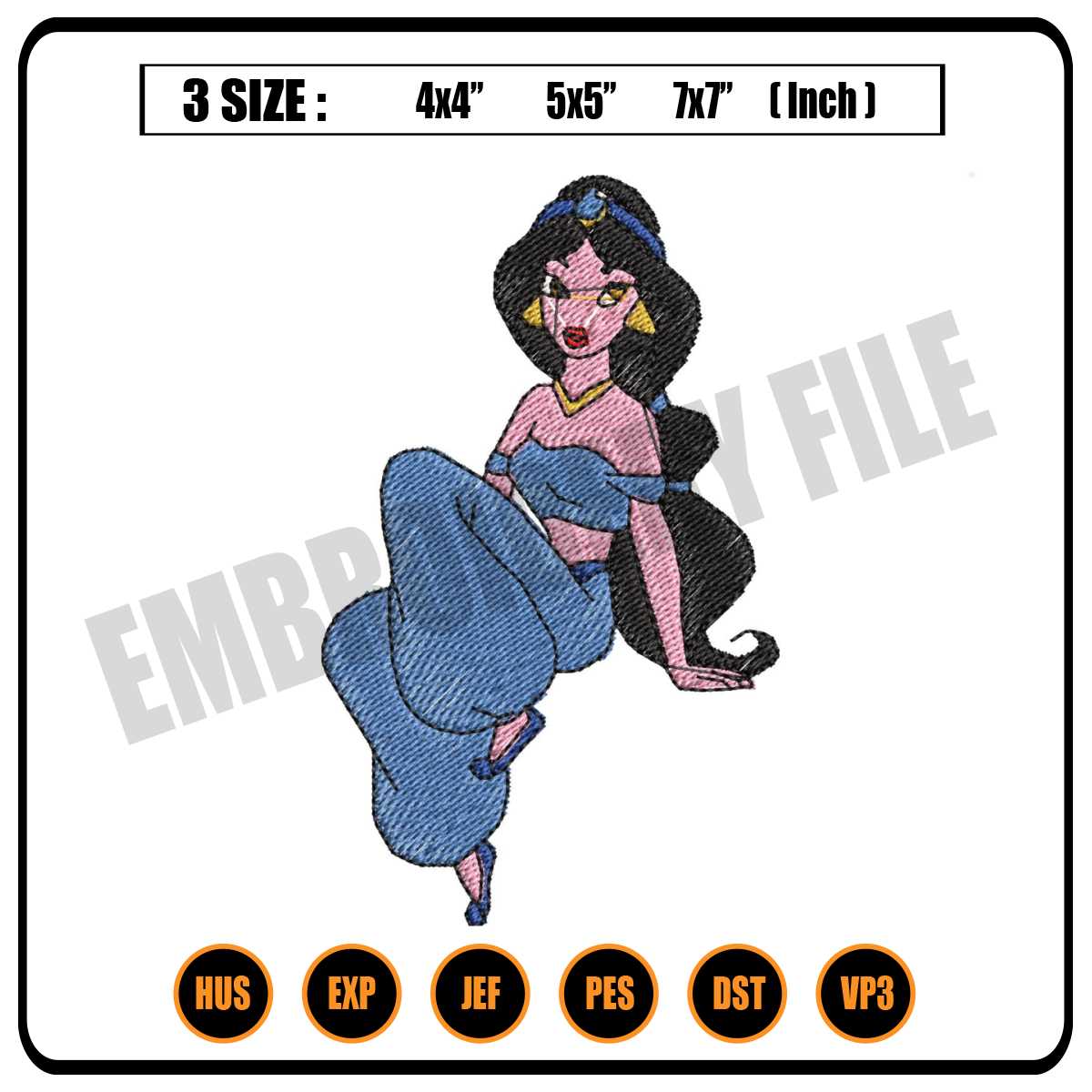 Aladdin Princess Jasmine Embroidery ,png | Inspire Uplift