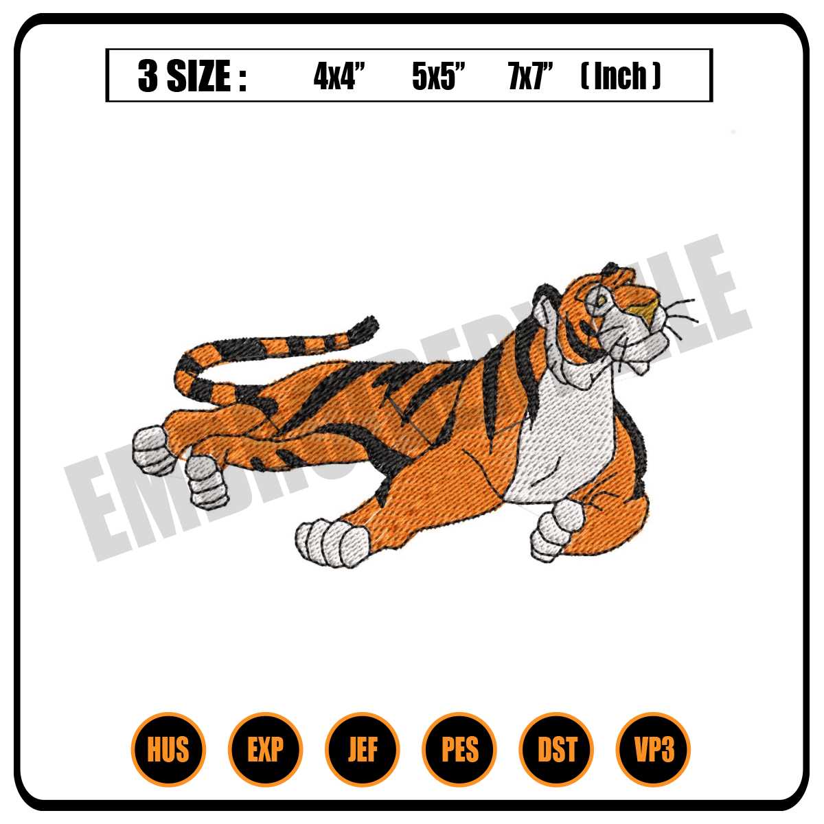 Rajah The Tiger Embroidery ,png | Inspire Uplift