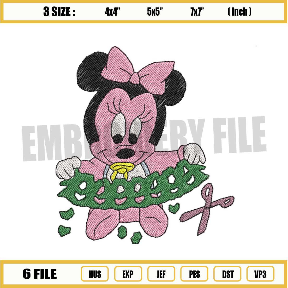 Baby Minnie Mouse Paper Cutting Embroidery - Inspire Uplift