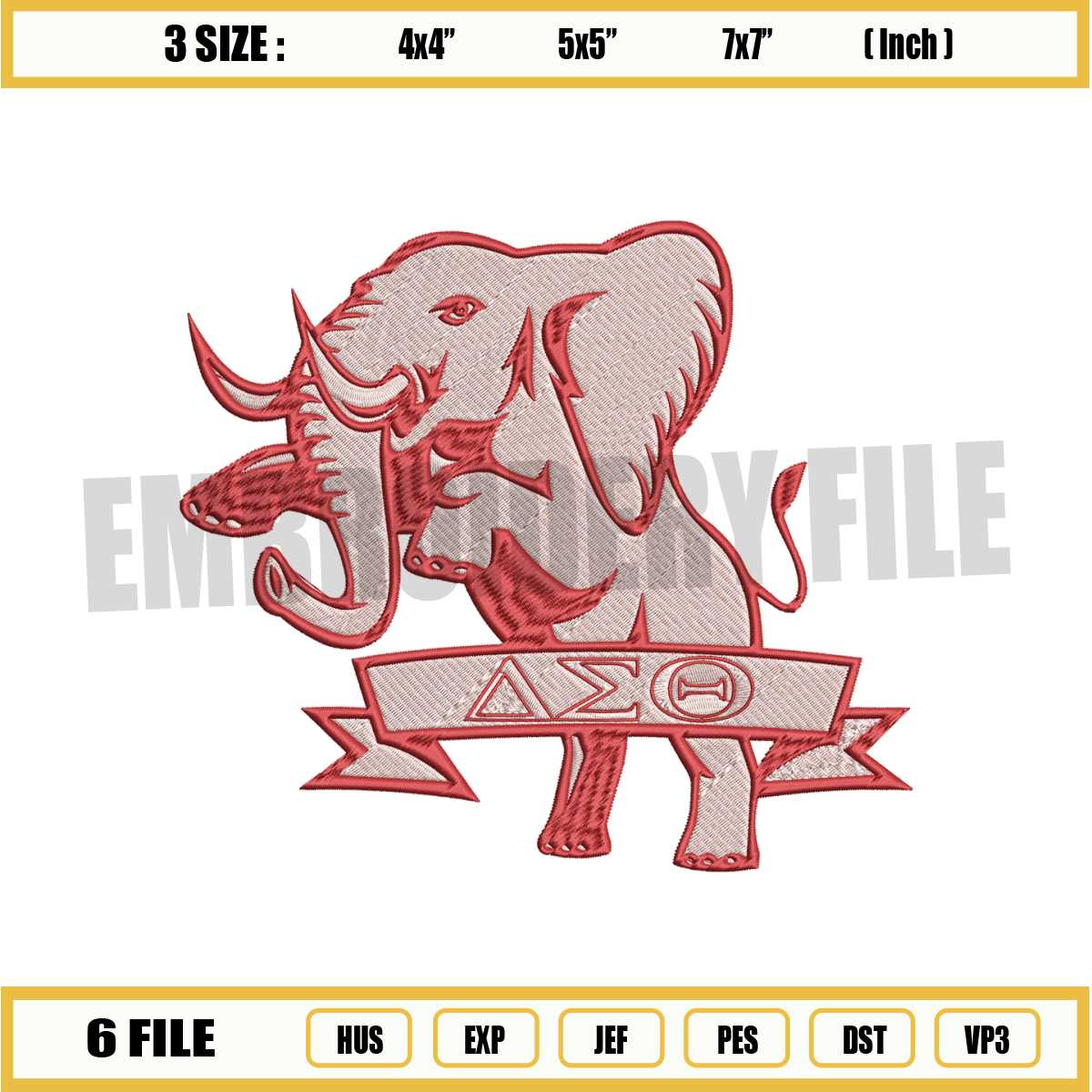Elephant Delta Sigma Theta Embroidery Design Png - Inspire Uplift