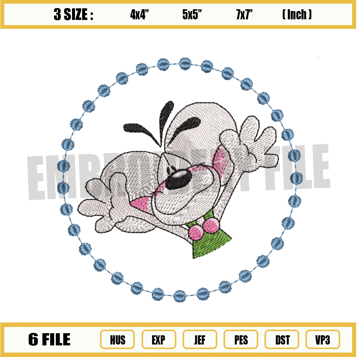 Happy Face Diddl Mouse Embroidery - Inspire Uplift