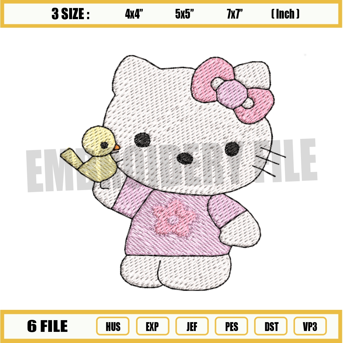 Baby Pink Hello Kitty Embroidery png | Inspire Uplift