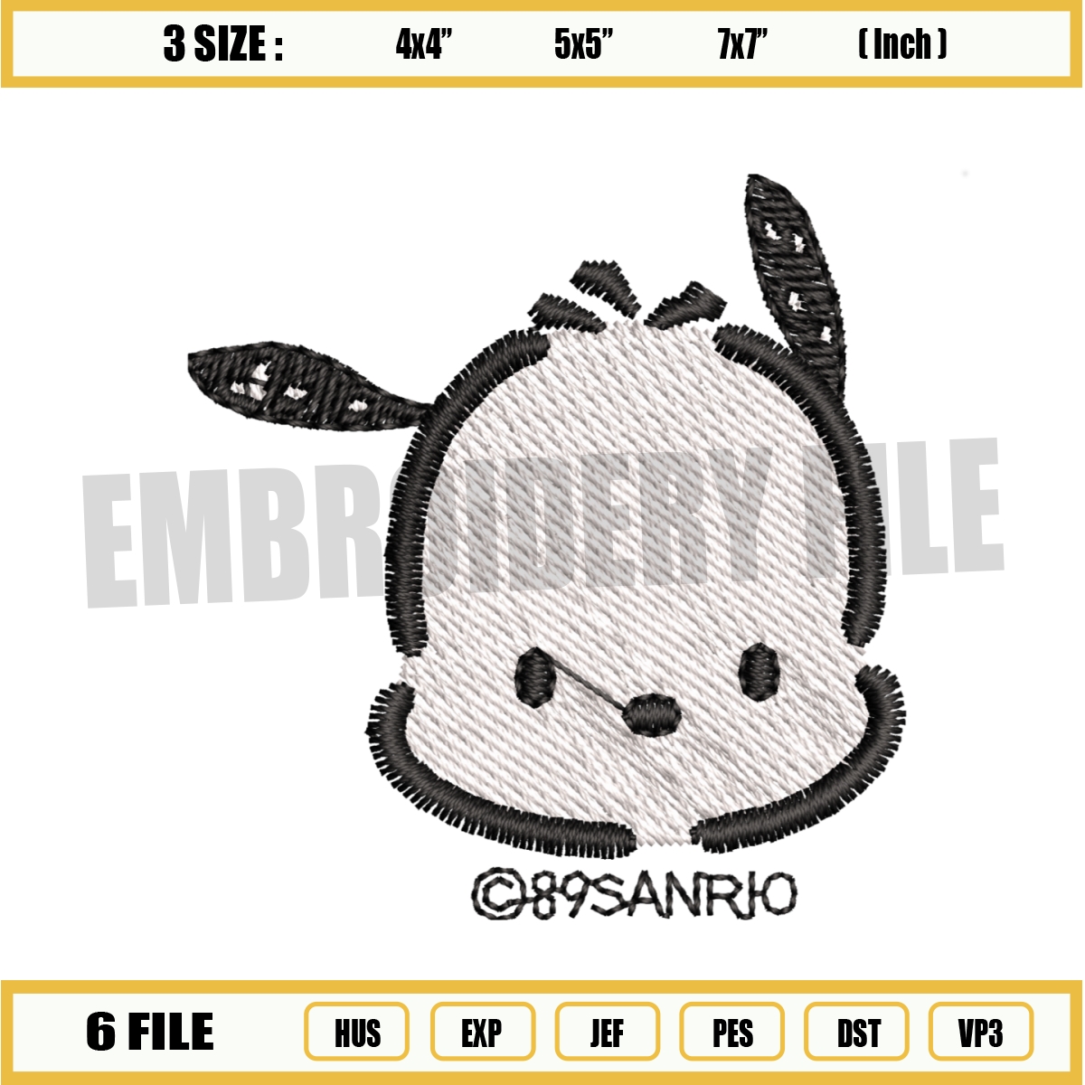 Sanrio Pochacco Dog Head Embroidery png | Inspire Uplift