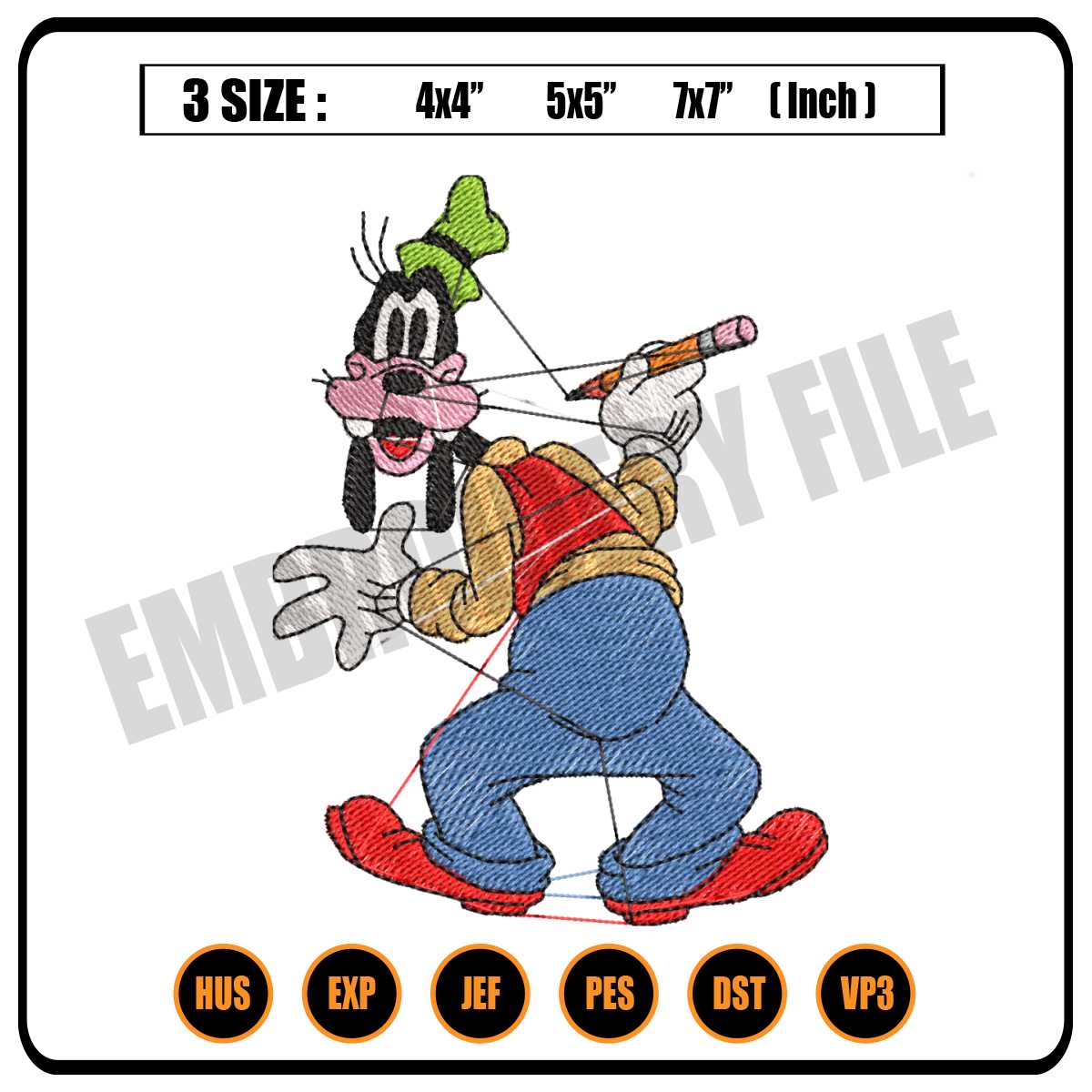 Goofy Drawing Embroidery Design Png - Inspire Uplift