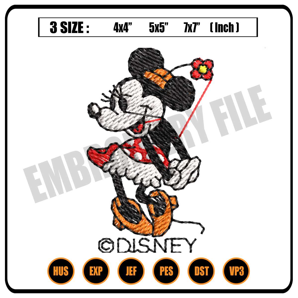 Shy Girl Mickey Embroidery Design ,png | Inspire Uplift