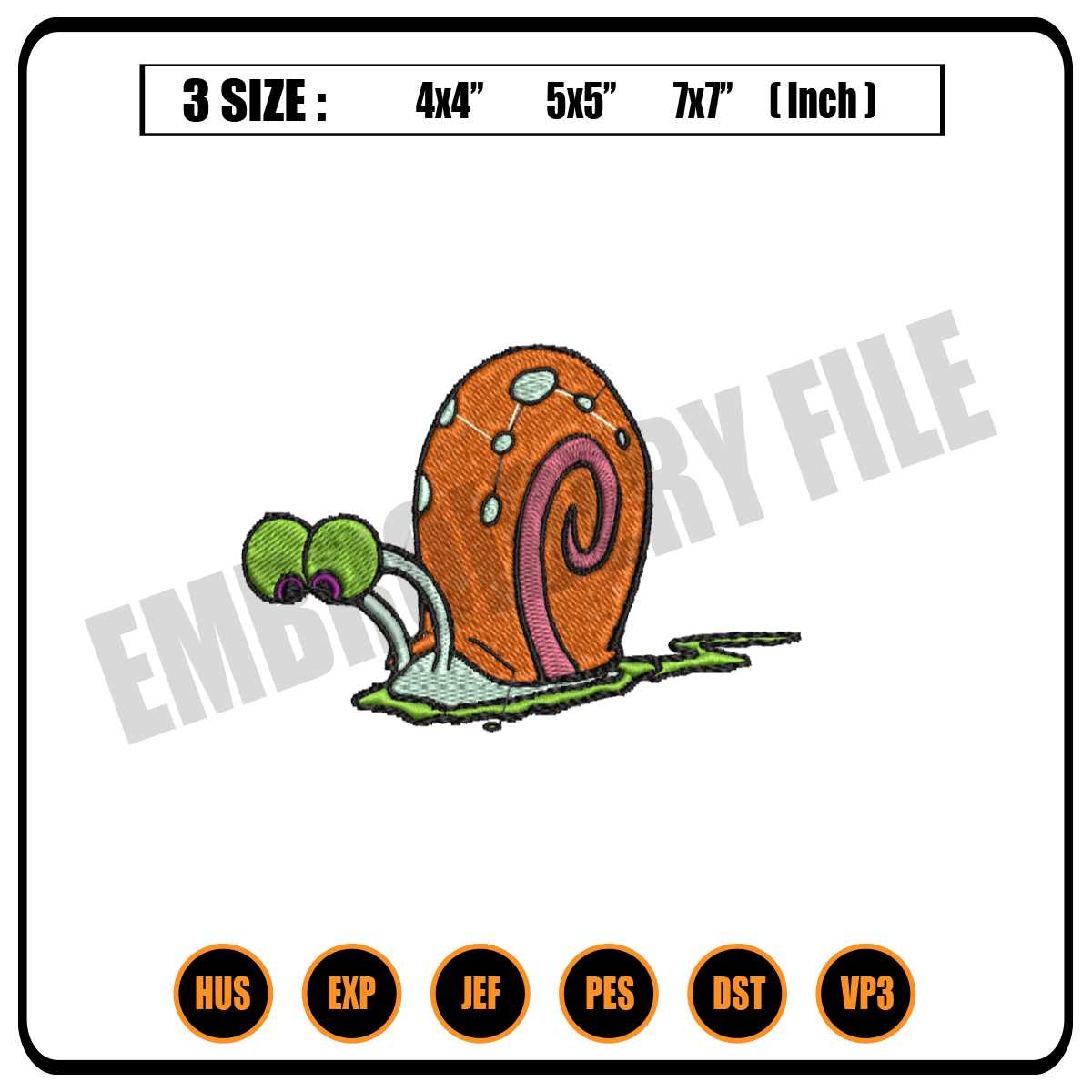 Gary The SpongeBob Snail Embroidery ,png | Inspire Uplift
