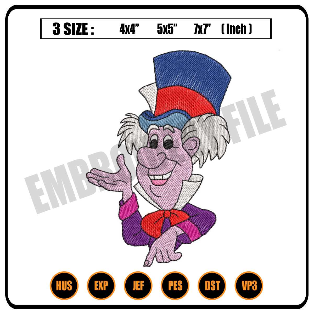 Alice In Wonderland Mad Hatter Embroidery ,png | Inspire Uplift